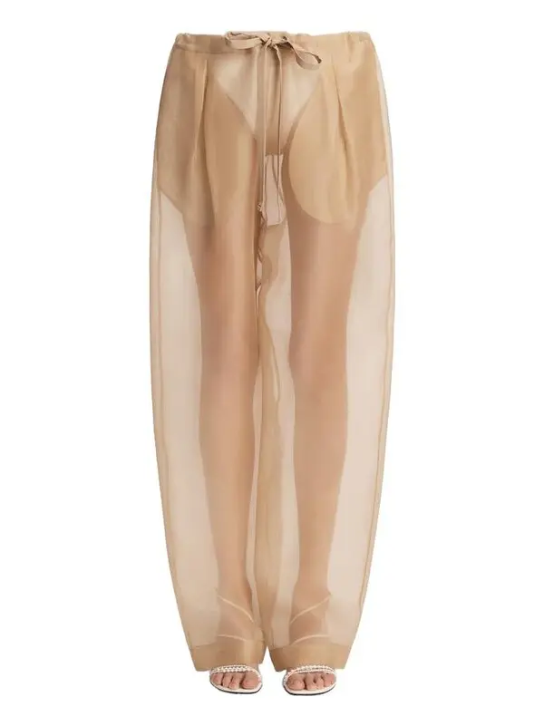Khaite Trenton Sheer Organza Drawstring Pants - Beige