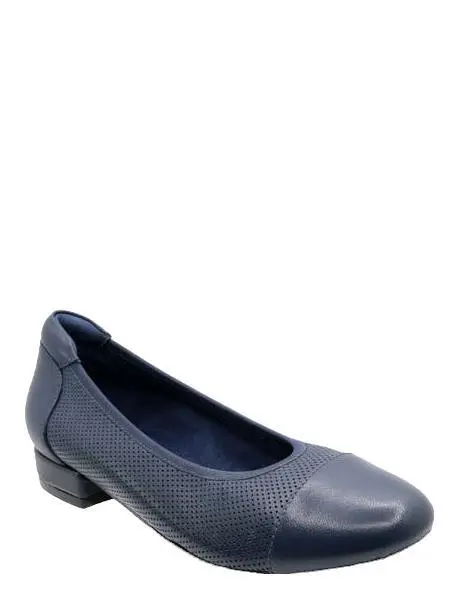 DAVID TATE Newton Cap Toe Flat - Navy