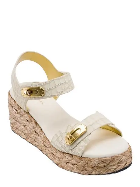 Donna Karan New York Cebrina Platform Wedge Sandal - Ivory