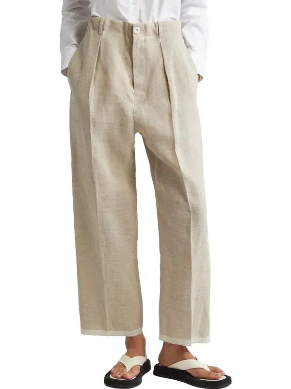 SETCHU Sethu Pleated Linen Chinos - Beige