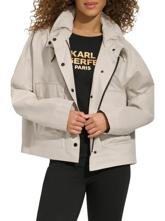 Karl Lagerfeld Paris Oversized Zip-front Jacket - Sand