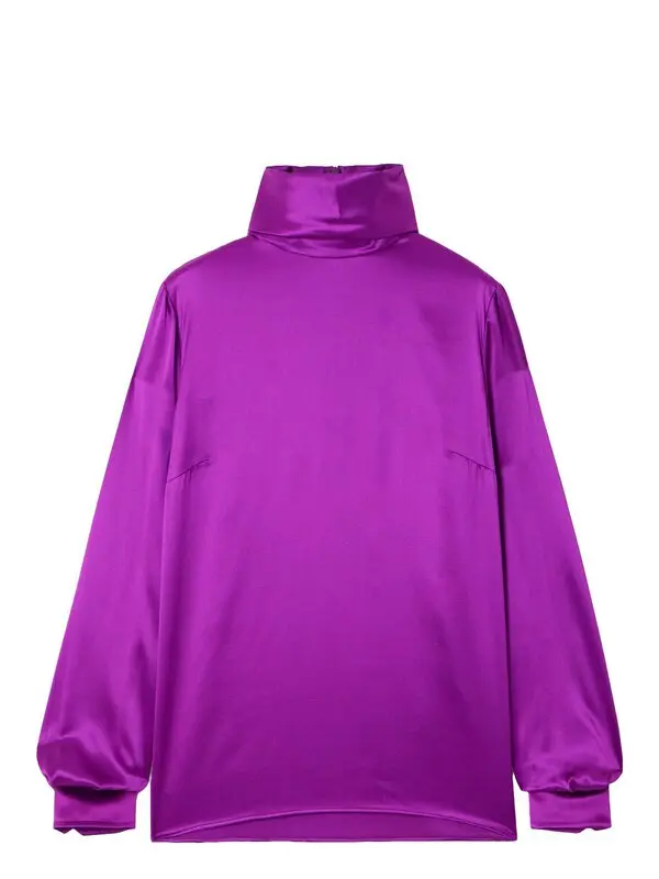 Dolce & Gabbana Silk-satin Turtleneck Blouse - Purple