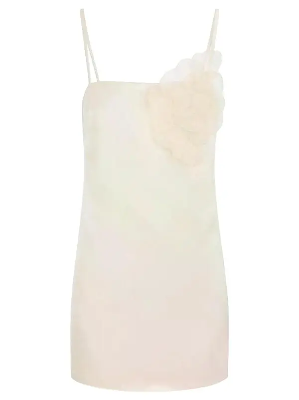 Elisabetta Franchi Flower-appliqué Satin Dress - Neutrals