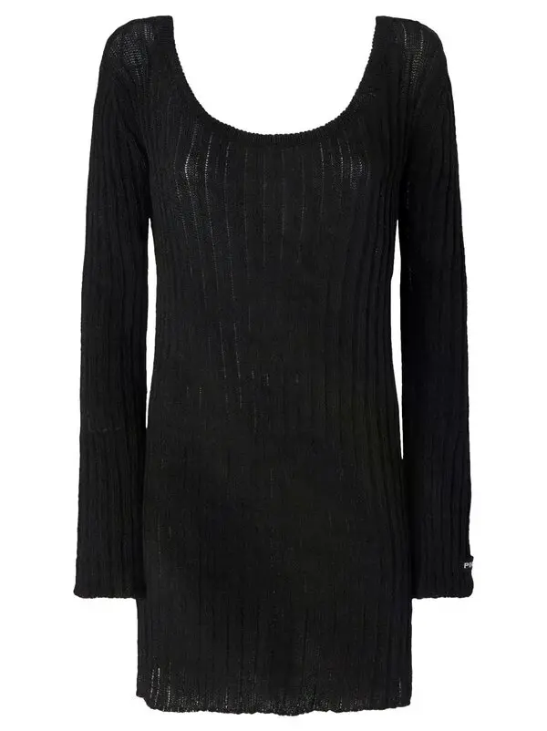 Pinko Rib-knit Mini Dress - Black