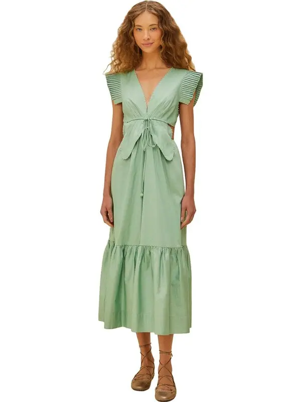Farm Rio Light Butterfly Cut-out Midi Dress - Green