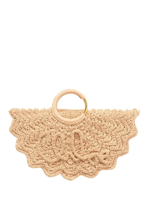 Chloé Bracelet Paravent Embroidered Faux Raffia Tote - Orange