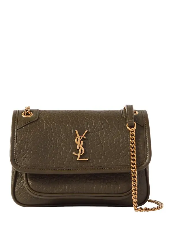 Saint Laurent Niki Crinkled-leather Shoulder Bag - Green