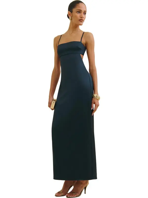 REFORMATION Jane Satin Midi Dress - Blue