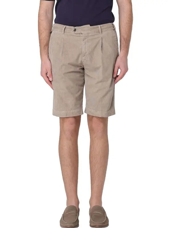 PT TORINO Pleated Corduroy Shorts - Brown