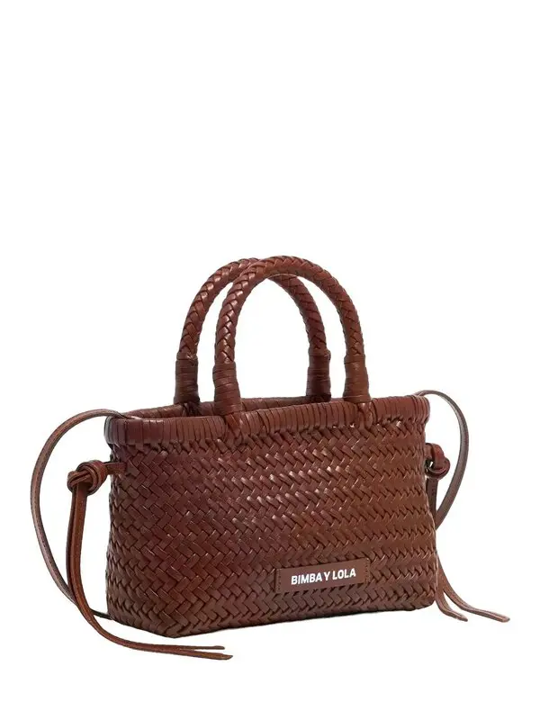 Bimba Y Lola Mini Interwoven Tote Bag - Brown