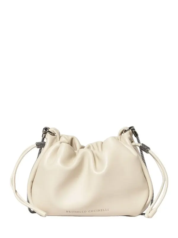Brunello Cucinelli Mellow Leather Bucket Bag - Ivory
