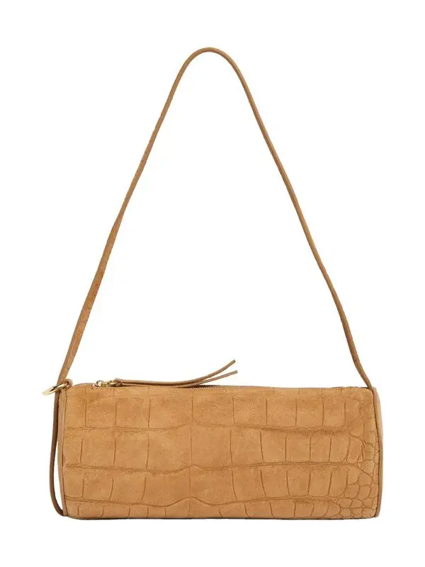 REFORMATION Simona Cylinder Shoulder Bag - Sienna Embossed Suede