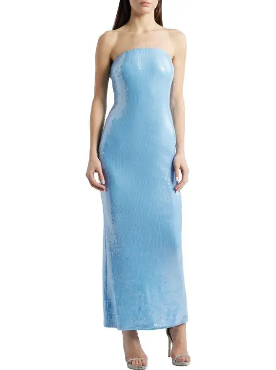 RARE LONDON Sequin Bandeau Gown - Blue