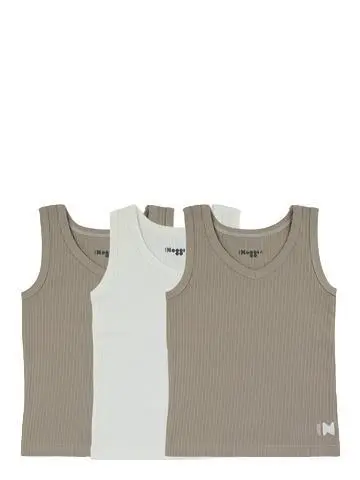 NOGGIWEAR Ribbed Tank Tops - Taupe / White