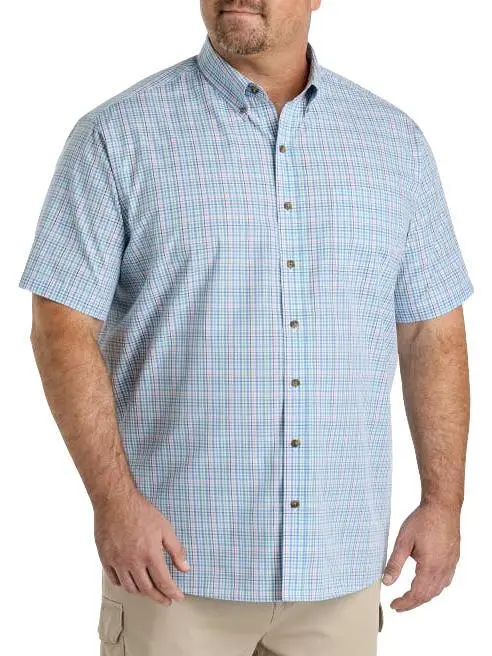 HARBOR BAY BY DXL Big & Tall Easy-care Multi Plaid Sport Shirt - Blue Multi