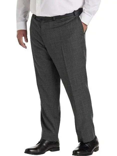 JV REFLEX Big & Tall Micro Grid Suit Trousers - Charcoal