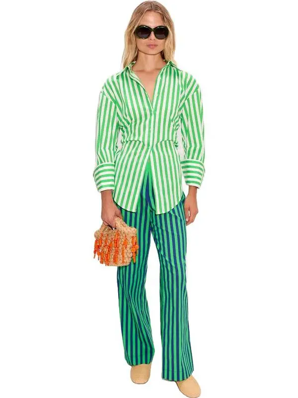 SIMONMILLER Pia Poplin Pant - Navy/grass Green