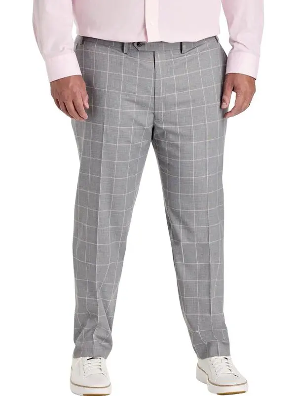 Michael Kors Big & Tall Windowpane Suit Pants - Grey