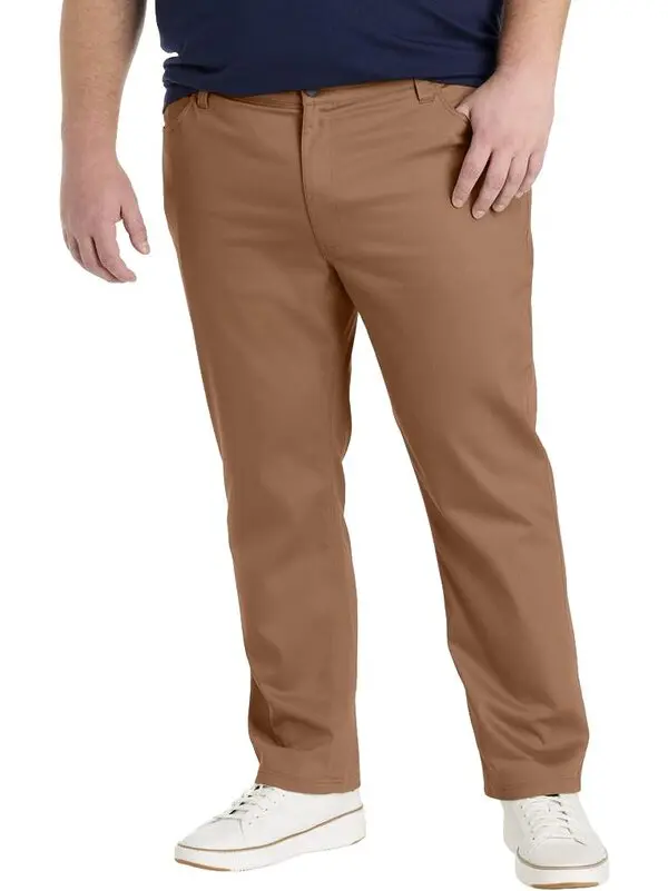 OAK HILL BY DXL Big & Tall Straight Fit 5-pocket Tech Pants - Coco Mocha Heather