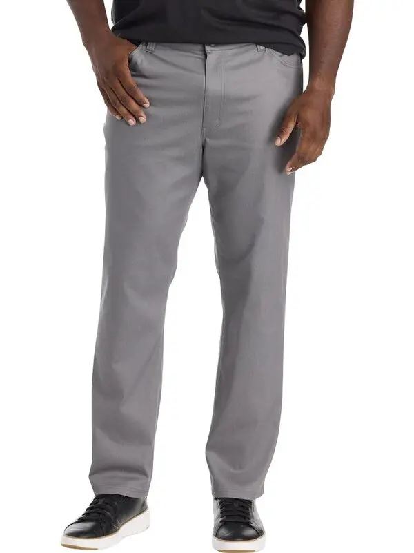 OAK HILL BY DXL Big & Tall Straight Fit 5-pocket Tech Pants - Grey Heather