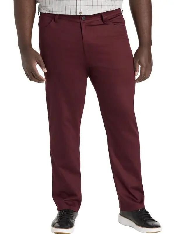 OAK HILL BY DXL Big & Tall Straight Fit 5-pocket Tech Pants - Port Wine