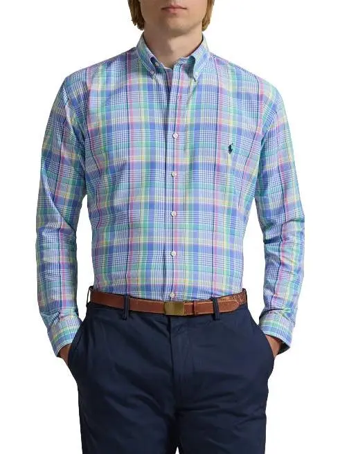 Polo Ralph Lauren Big & Tall Performance Oxford Sport Shirt - Seafoam Multi