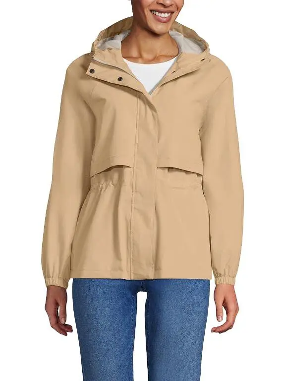 LANDS' END Squall Packable Rain Jacket - Champagne/ivory Latte
