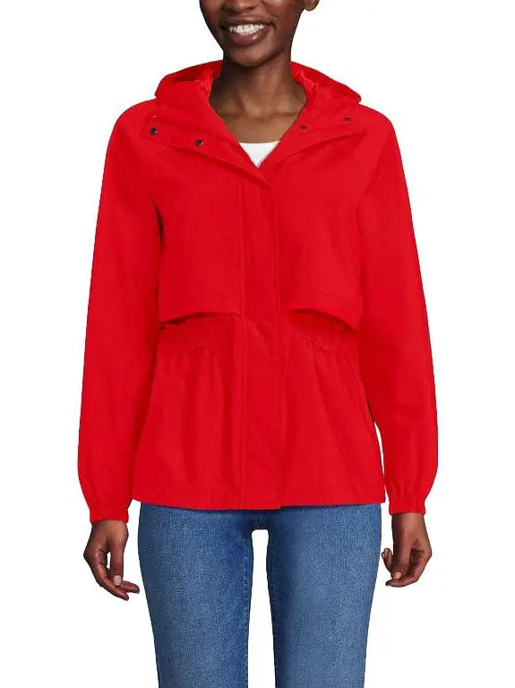 LANDS' END Squall Packable Rain Jacket - Coral Red
