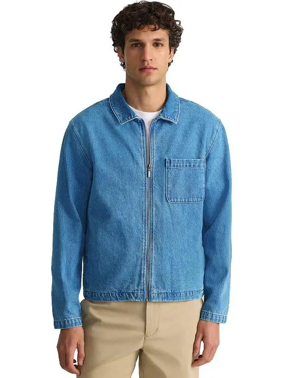 LANDS' END Full Zip Lightweight Jacket - Stone Wash