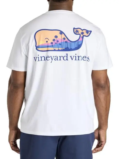 Vineyard Vines Big & Tall Palm Tree Whale Tee - White Cap