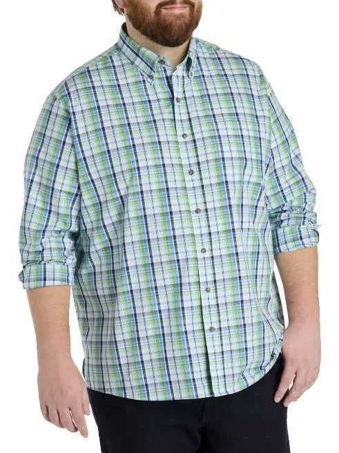 HARBOR BAY BY DXL Big & Tall Easy-care Large Plaid Sport Shirt - Blue Multi