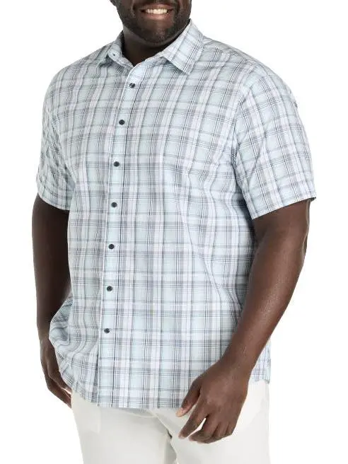 SYNRGY BY DXL Big & Tall Large Plaid Sport Shirt - Grey Blue Multi