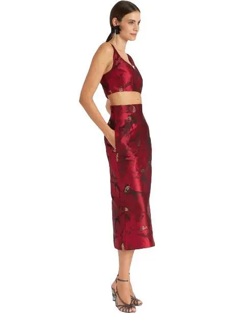 La DoubleJ Baia Crop Top - Jacquard Ruby Red