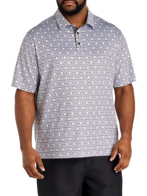 REEBOK Big & Tall Contrast Diamond Print Polo Shirt - Muted Mauve
