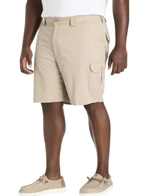 HARBOR BAY BY DXL Big & Tall Continuous Comfort Cotton Cargo Shorts By - Khaki