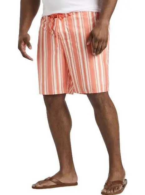 TRUE NATION BY DXL Big & Tall Cabana Stripe Swim Trunks - Orange