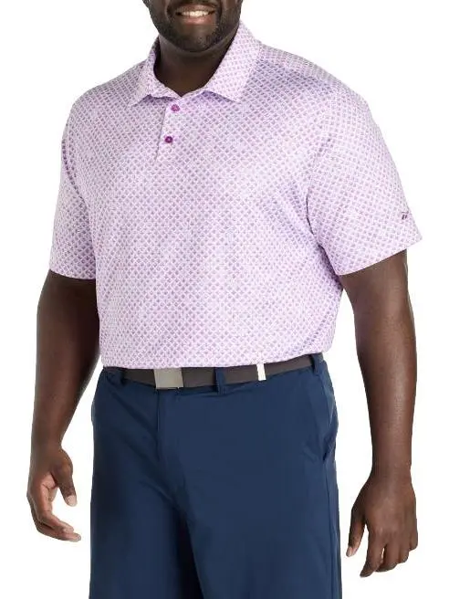 REEBOK Big & Tall Performance Diamond Print Polo Shirt - Digital Gleam