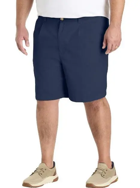 HARBOR BAY BY DXL Big & Tall Waist-relaxer Pleated Shorts - Navy