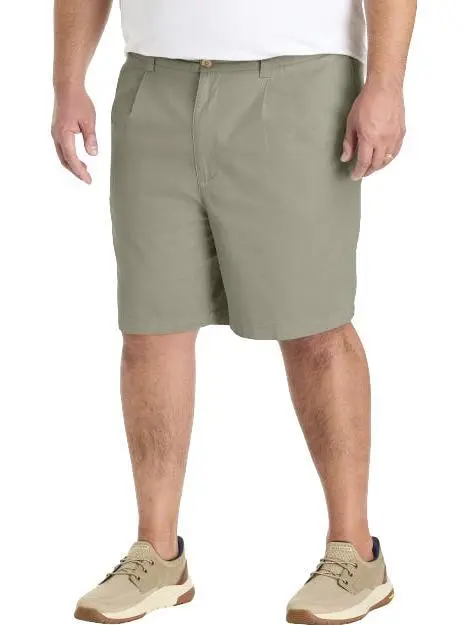 HARBOR BAY BY DXL Big & Tall Waist-relaxer Pleated Shorts - Olive