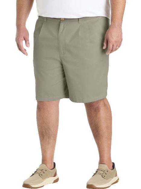 HARBOR BAY BY DXL Big & Tall Waist-relaxer Pleated Shorts - Olive