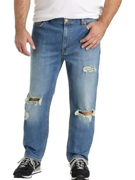 TRUE NATION BY DXL Big & Tall Ripped Tapered-fit Jeans - Faded Out