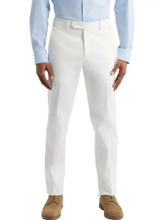 Zanella Parker Flat Front Stretch Cotton Pants - White