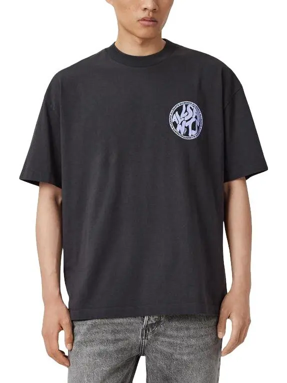 ALLSAINTS Distortion Graphic T-shirt - Washed Black/blue