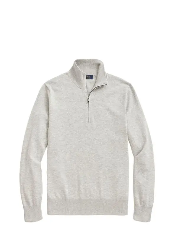Brooks Brothers Supima® Cotton Half Zip Pullover - Grey Heather