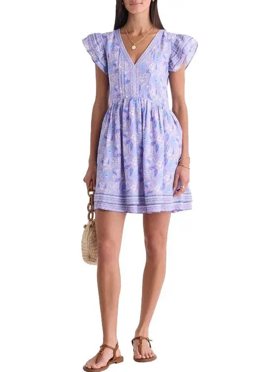 Vineyard Vines Floral Flutter Sleeve Minidress - Print Lilac Breeze