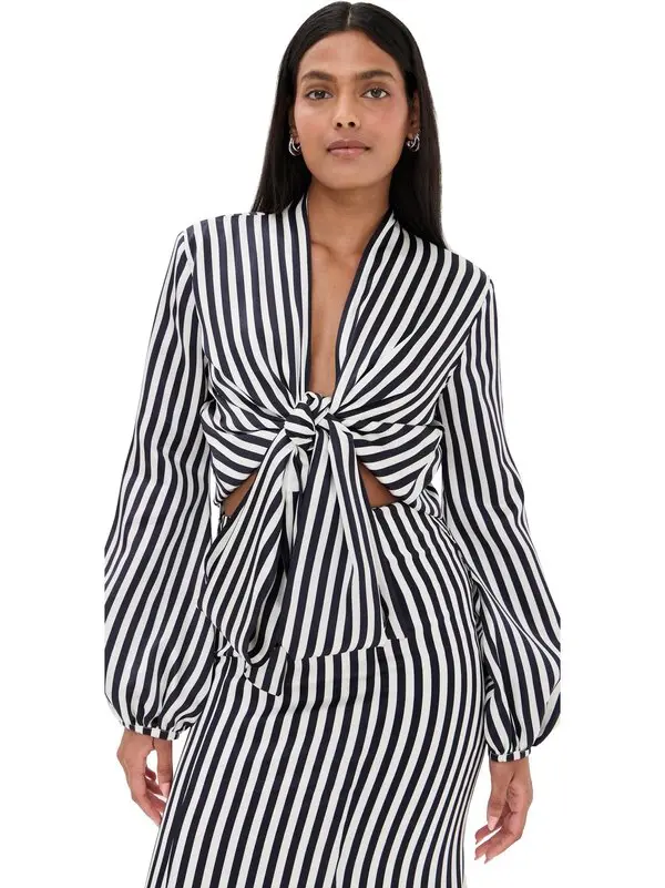 Silvia Tcherassi Honey Striped Blouse - White Blue Stripes