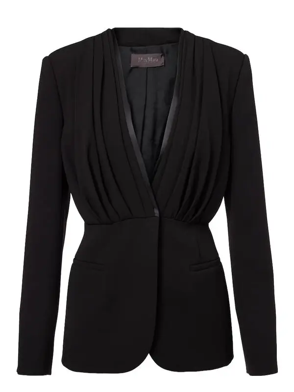Max Mara Gradi Draped Crêpe Jacket - Black