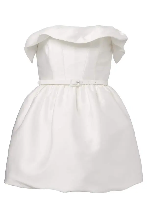 Roland Mouret Ruffled Draped Strapless Minidress - White