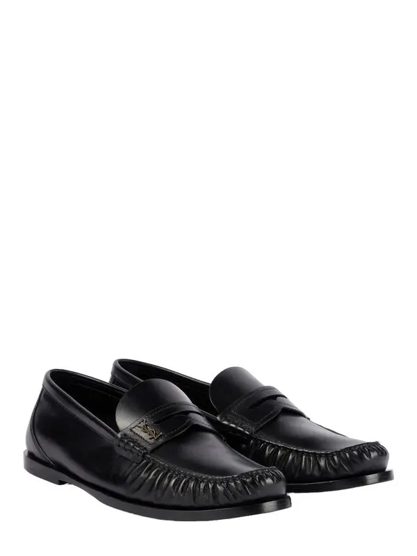 Saint Laurent Leather Penny Loafers - Black