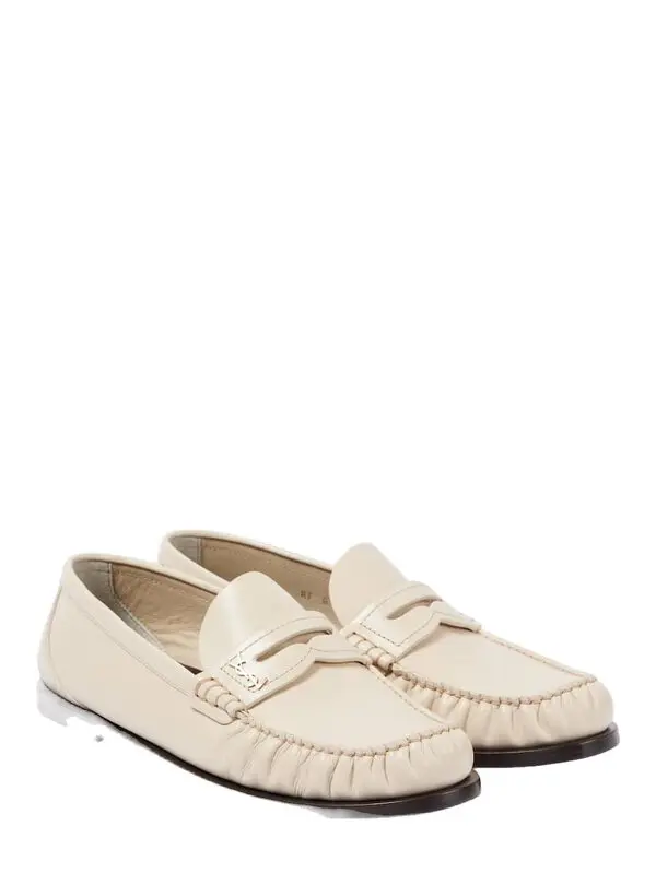 Saint Laurent Laurent Leather Penny Loafers - White
